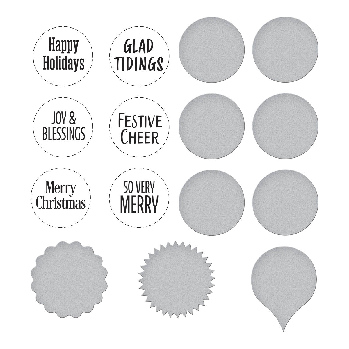 Festive Circle Sentiments Press Plates & Die Set| Stamplistic