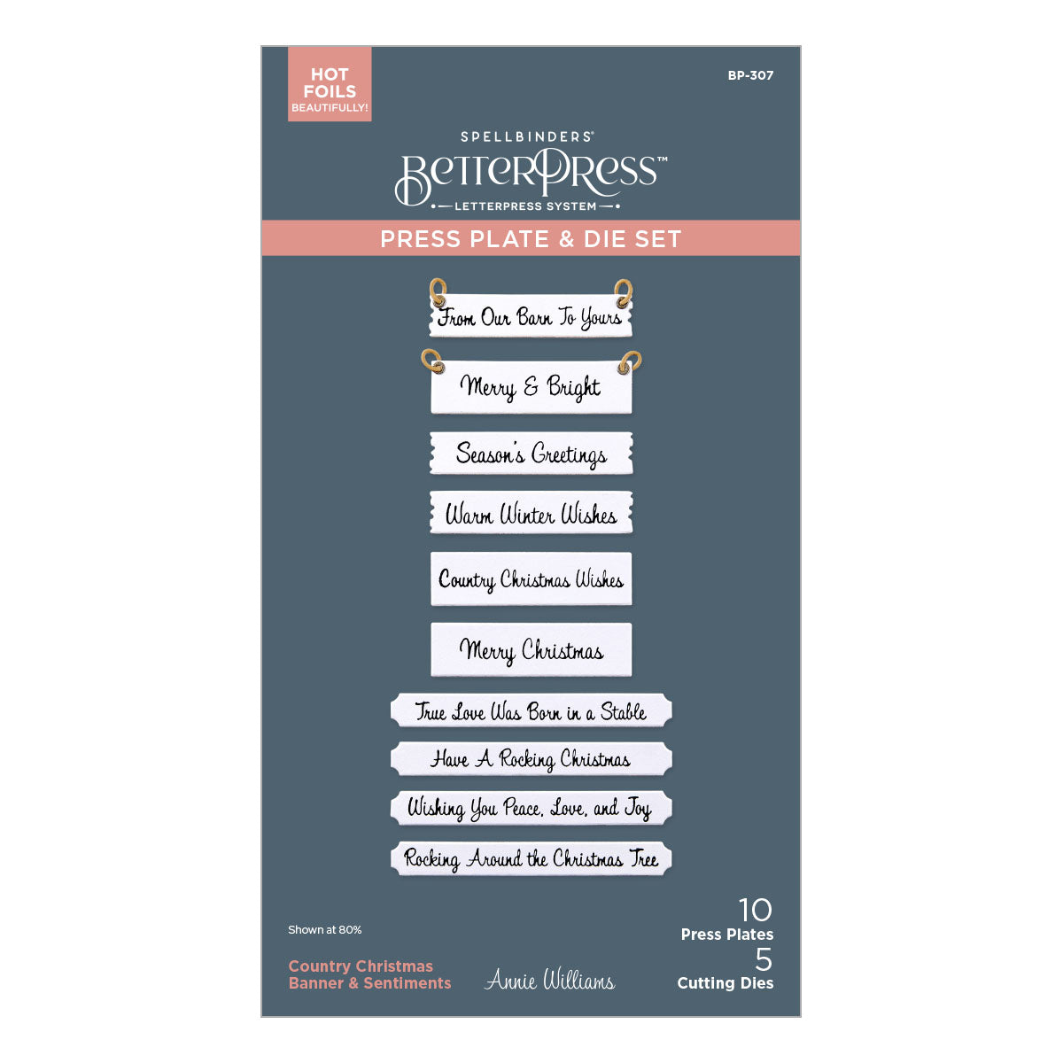 Country Christmas Banner & Sentiments Press Plate & Die Set| Stamplistic